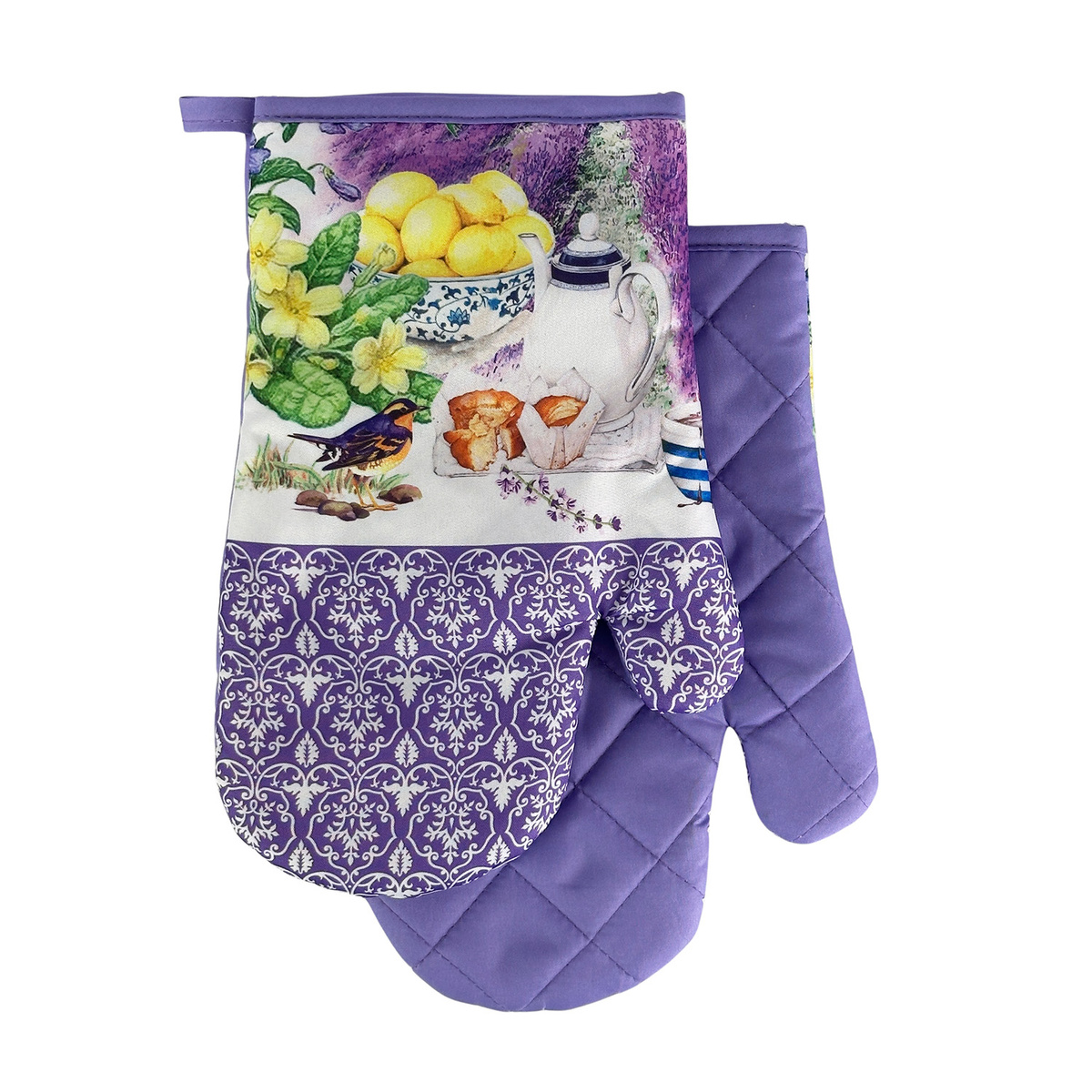 Kitchen gloves with a magnet LAVENDER II kpl 2 szt. F20A802 | Kitchen gloves \ LAVENDER II ...